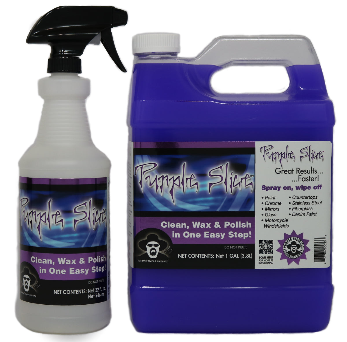 Purple Slice Gallon and Empty bottle